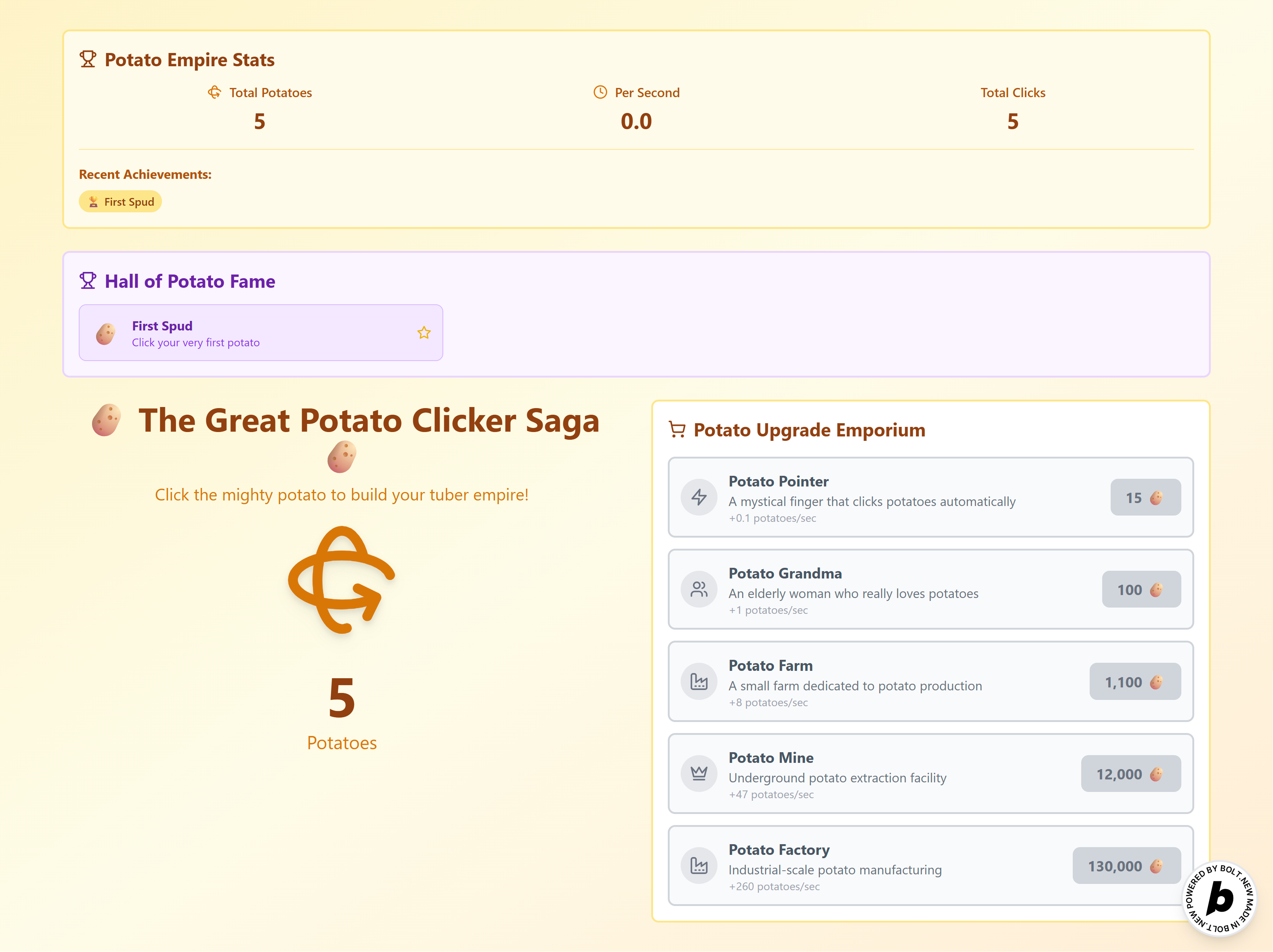 The Great Potato Clicker Saga | Devpost