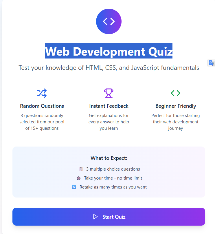 Web Development Quiz | Devpost