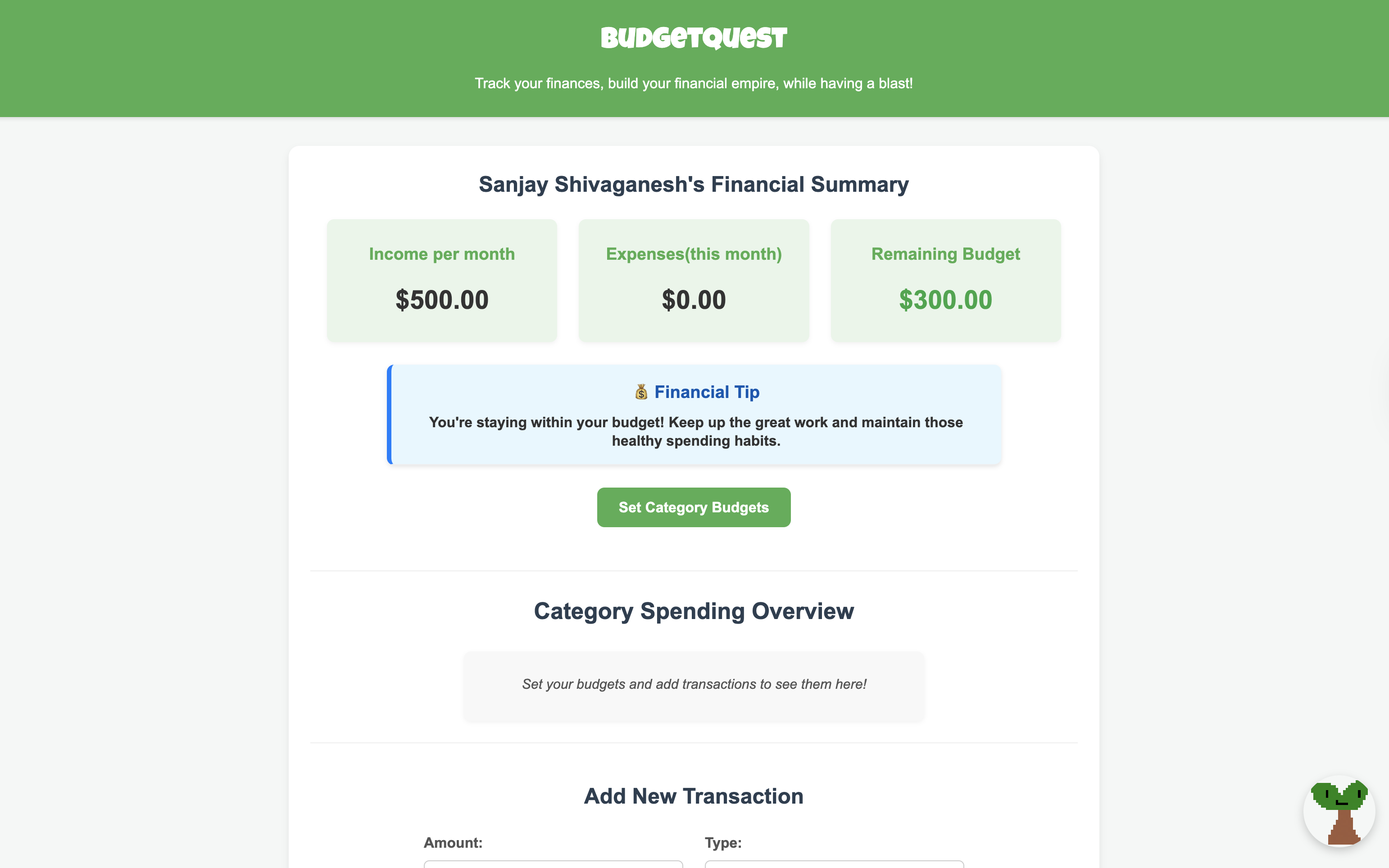 BudgetQuest: Gamified Budget Tracker | Devpost