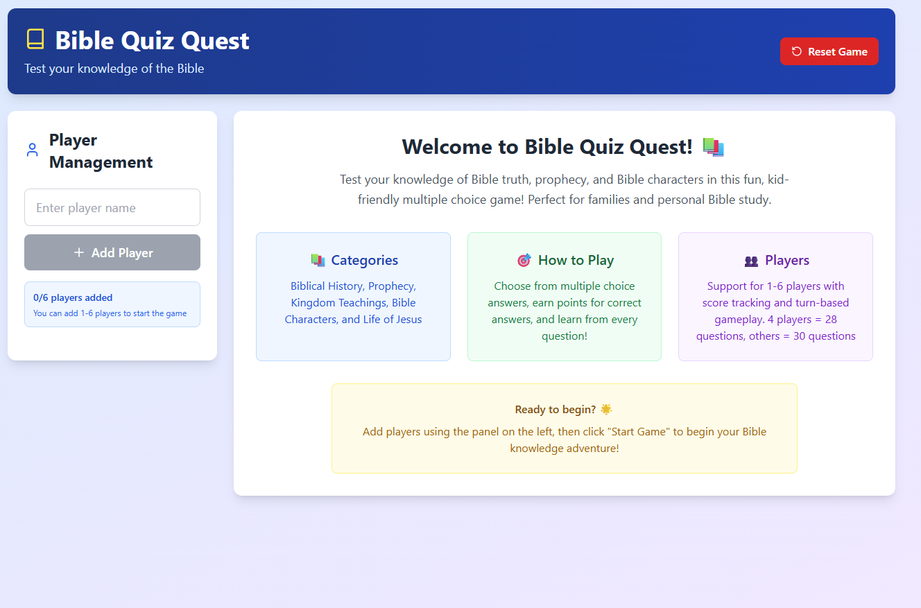 Bible Quiz Quest | Devpost