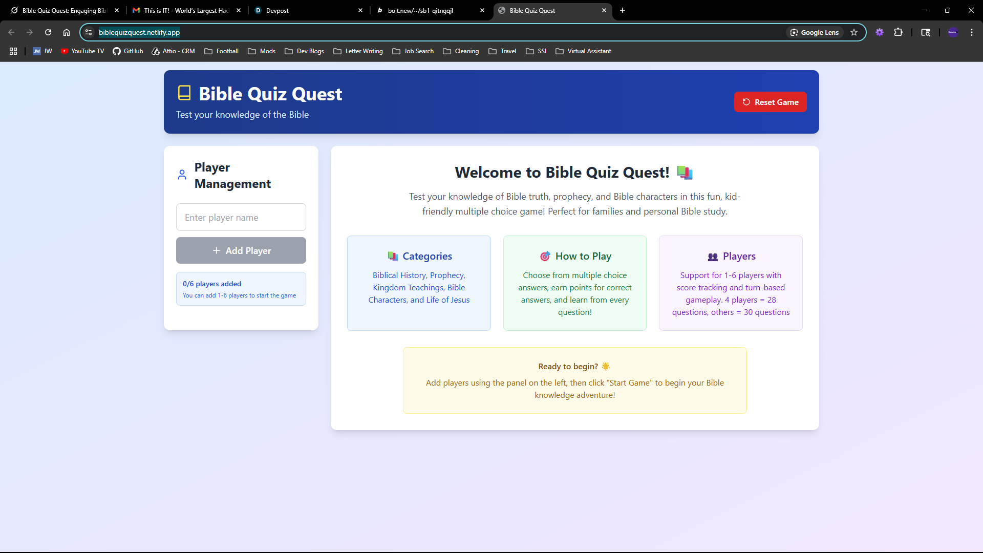 Bible Quiz Quest | Devpost