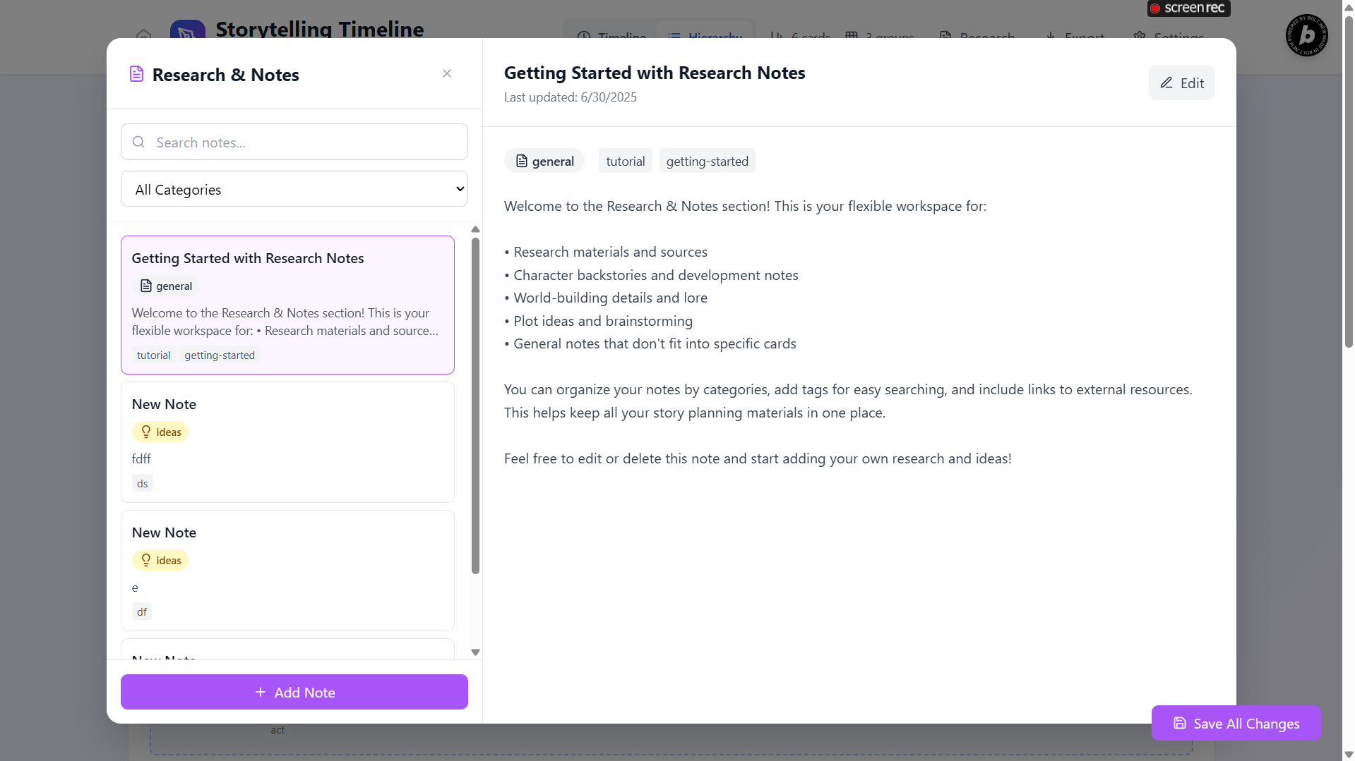 Story Timeline | Devpost