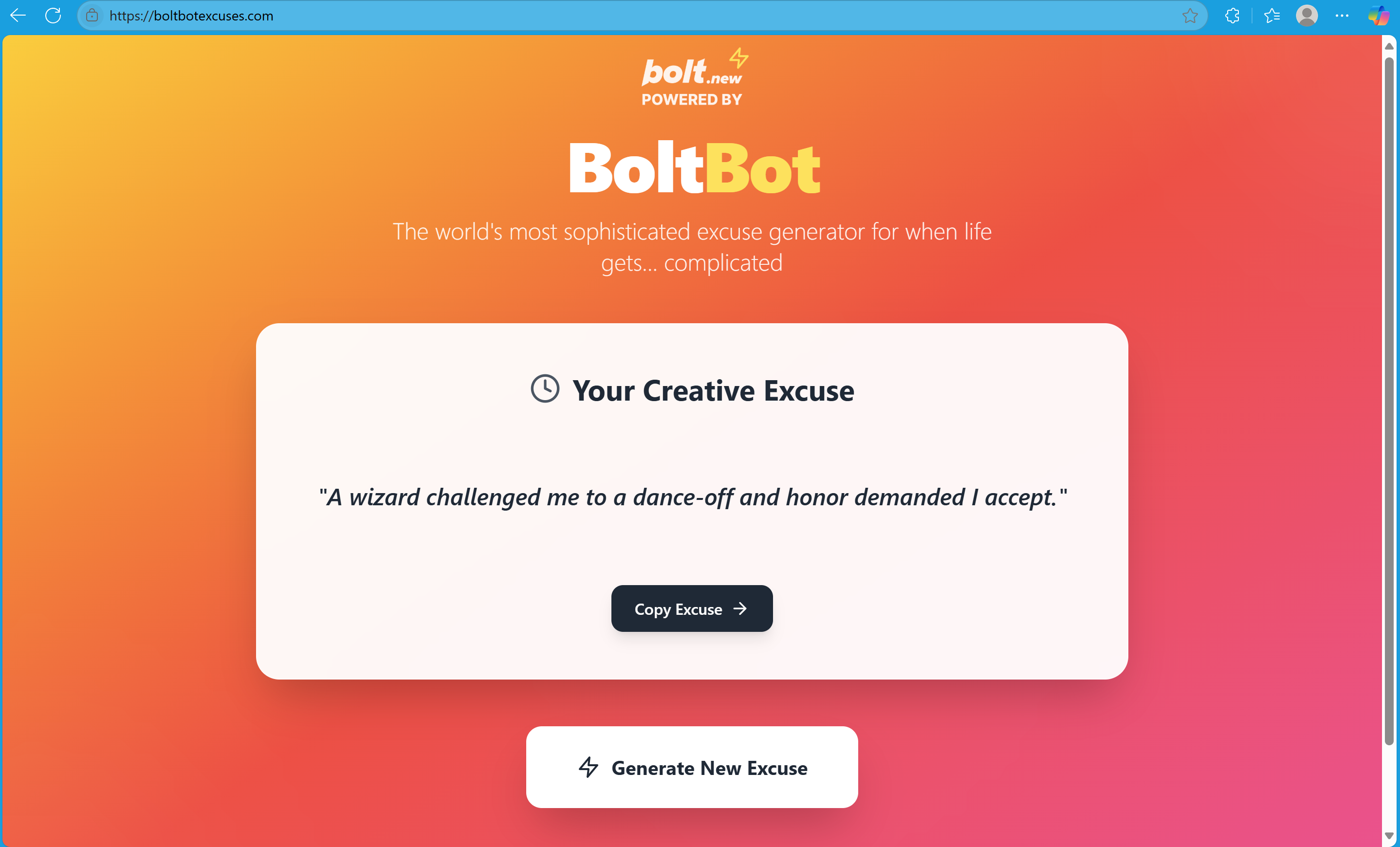 BoltBot Excuses | Devpost