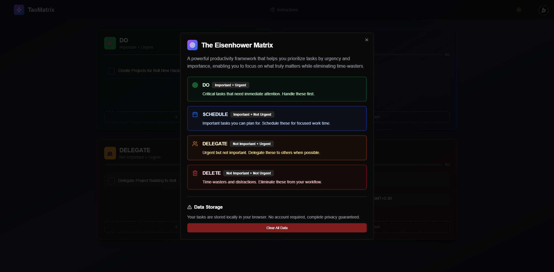 TaoMatrix – Eisenhower Matrix Productivity App | Devpost