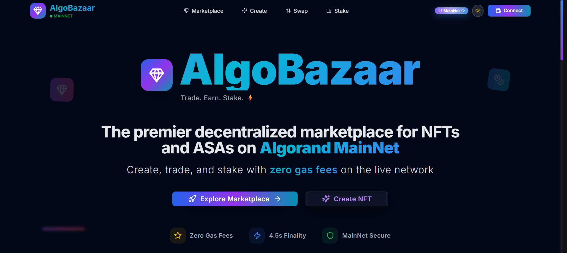 AlgoBazaar - Premier NFT Marketplace on Algorand MainNet | Devpost