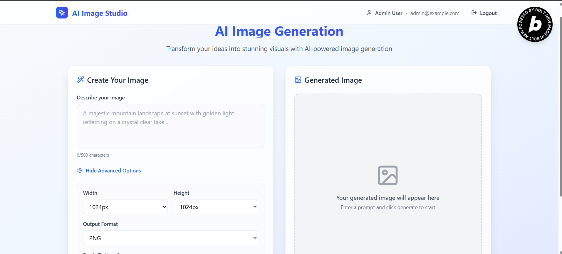Image generation using AI Image Studio | Devpost