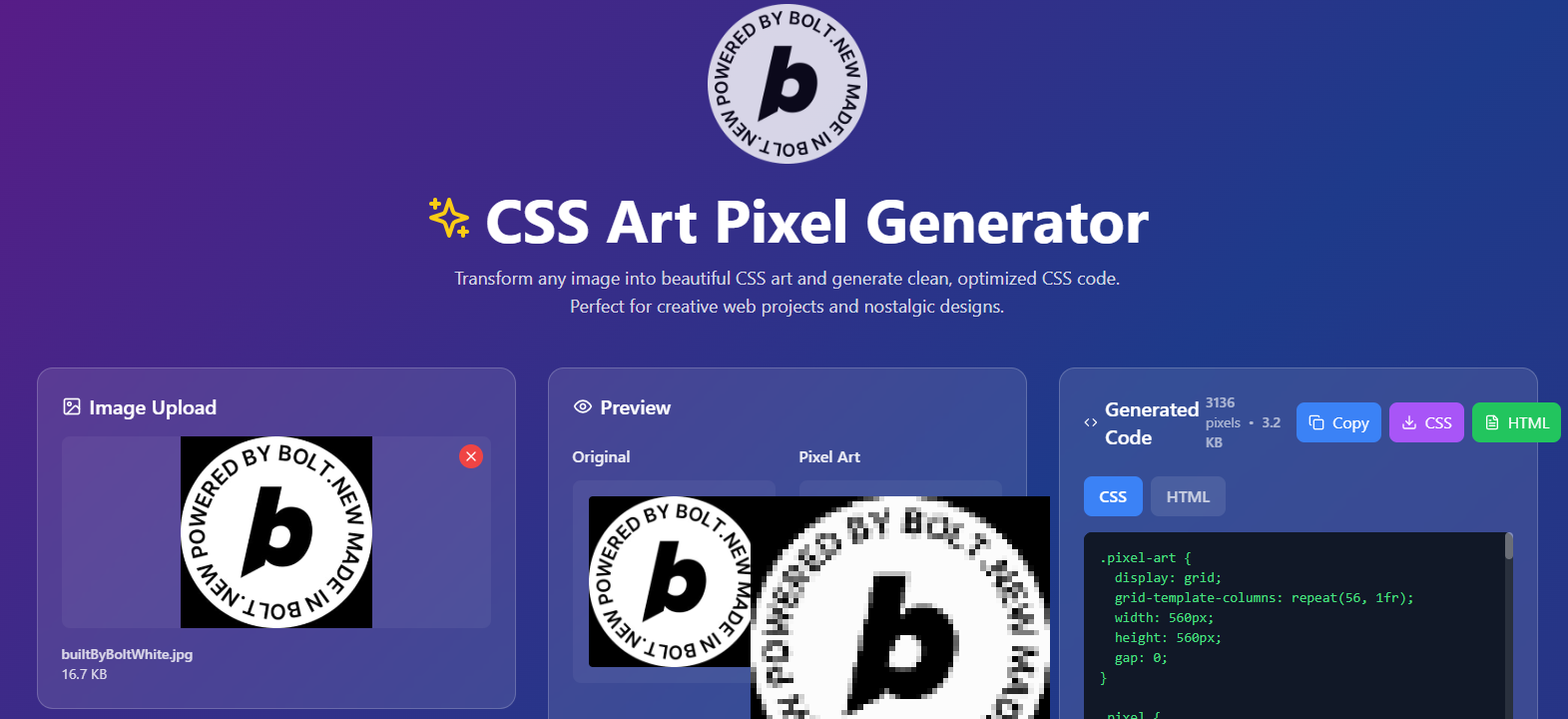 CSS Art Pixel Generator | Devpost