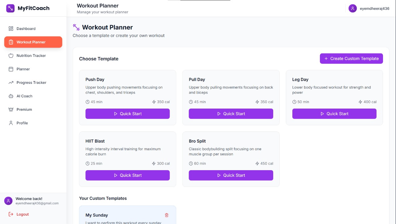 MyFitCoach-AI powered fitness coaching app | Devpost
