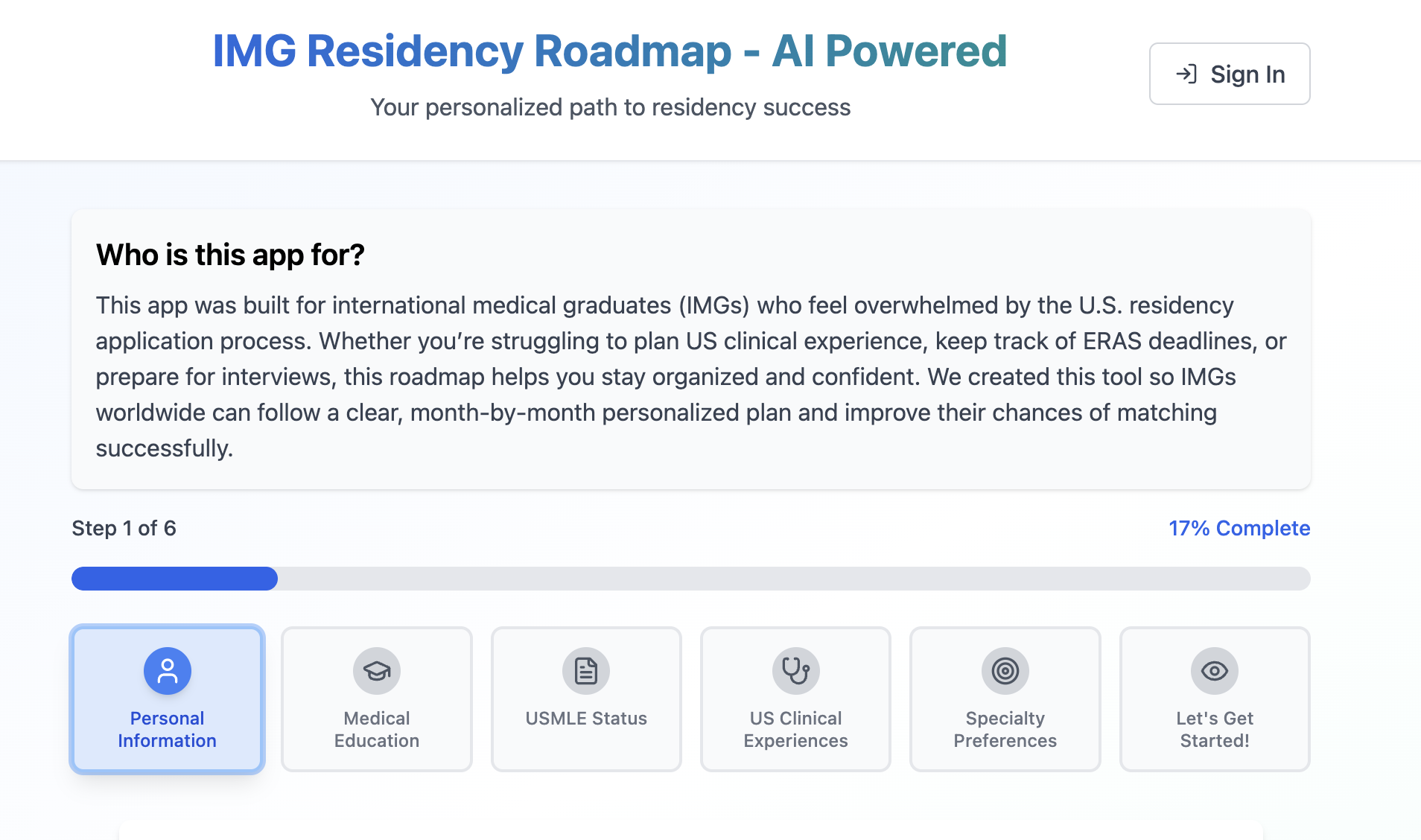 IMG Residency Roadmap (AI Powered) | Devpost