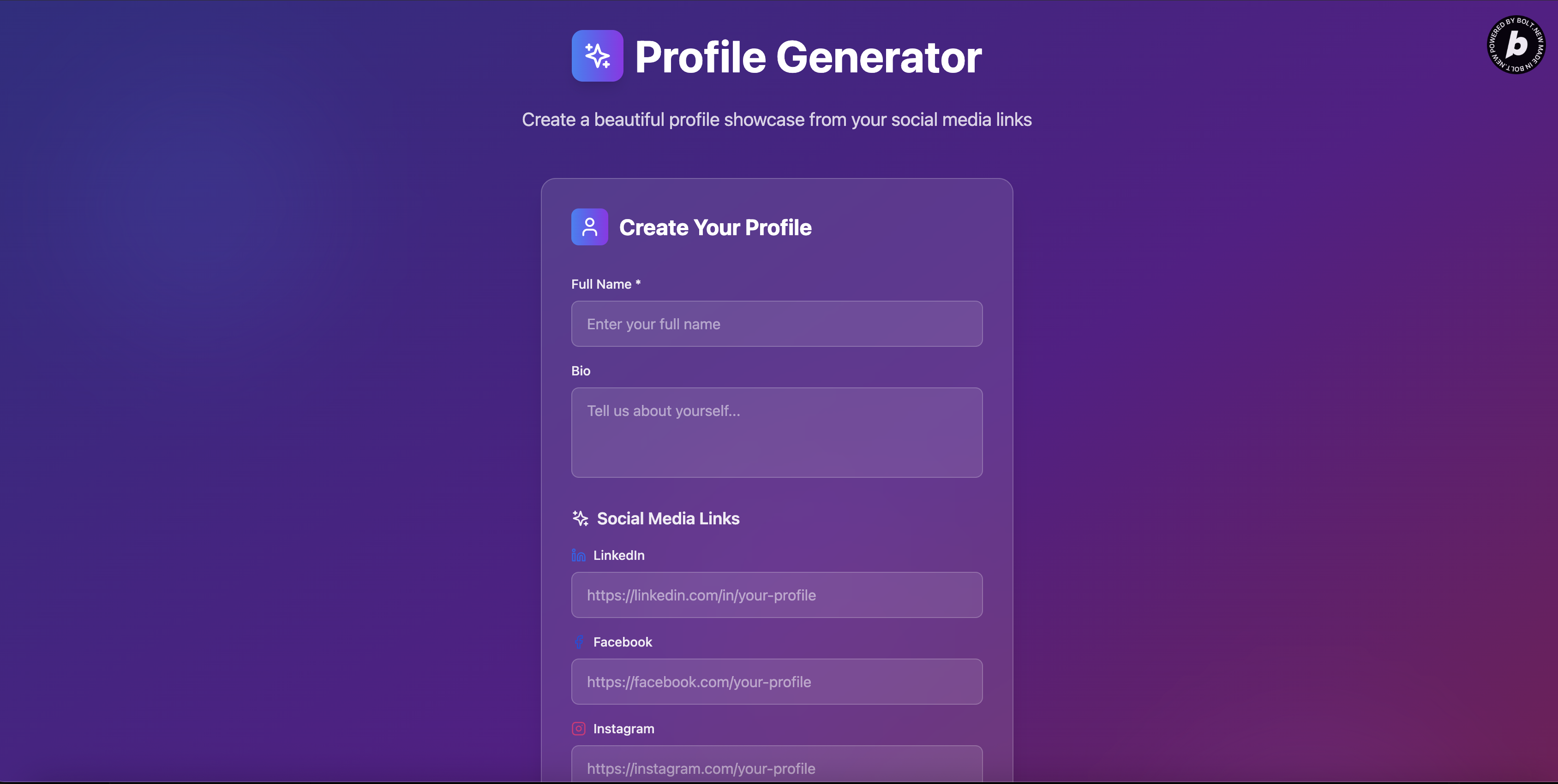 Social Profile Generator | Devpost