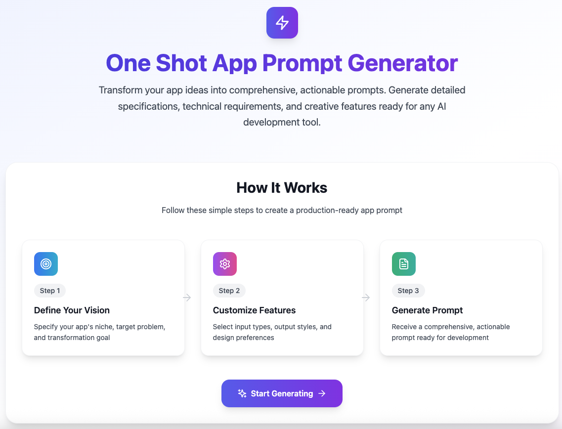 One Shot Application - Prompt Generator | Devpost