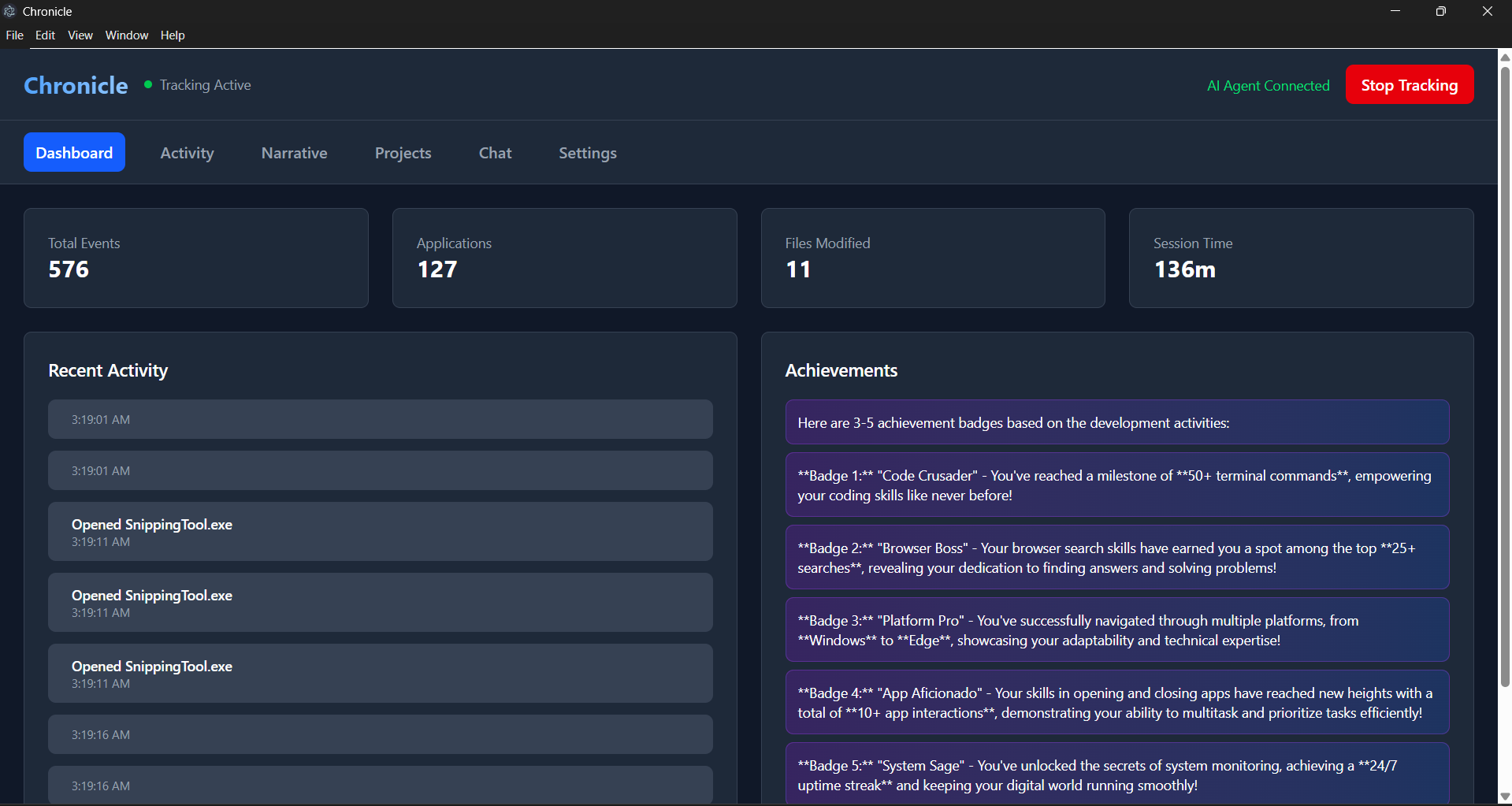 Chronicle - AI-Powered Activity Intelligence Platform | Devpost