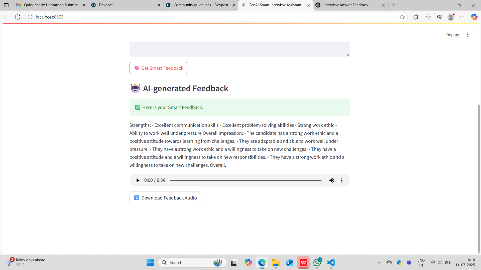 GenAI Smart Interview Assistant | Devpost