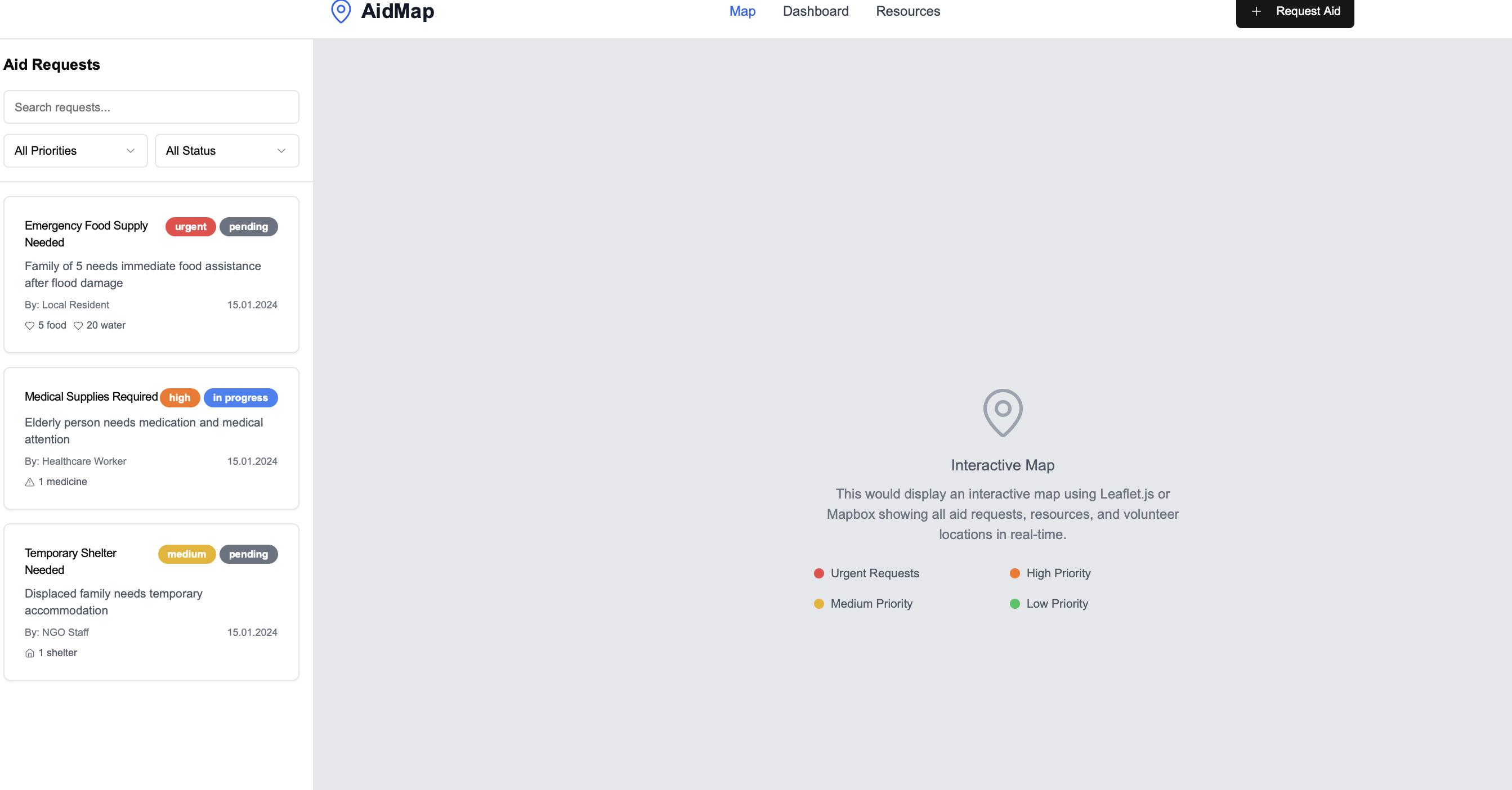 AidMap – Emergency Aid & Resource Mapping Platform | Devpost