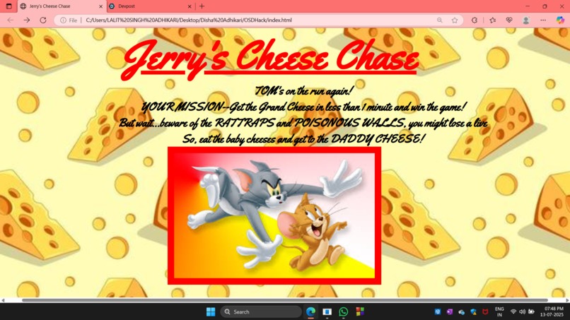 Jerry's Cheese Chase | Devpost