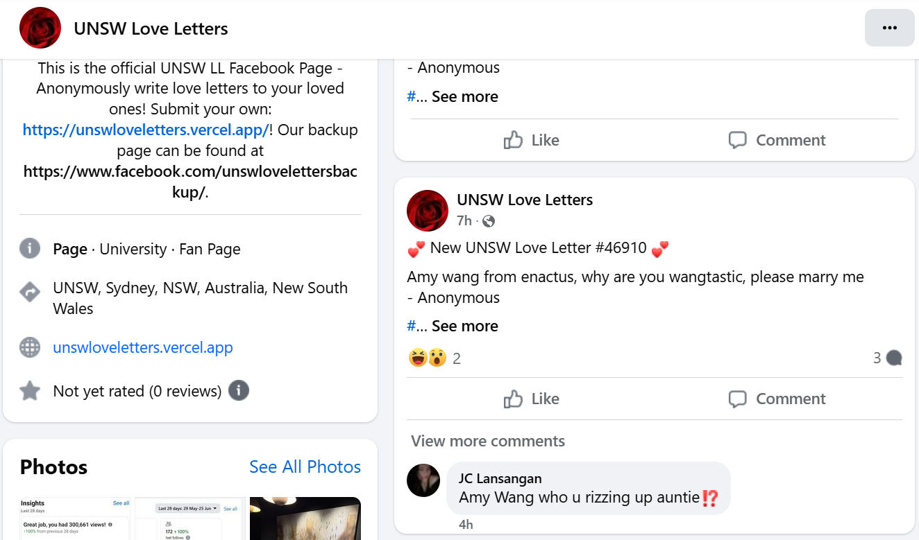 UNSW Love Letters | Devpost