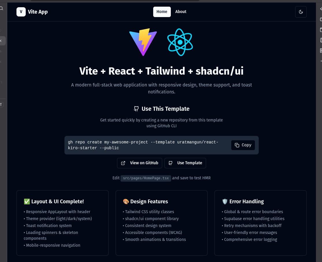 React Kiro Starter - Modern Full-Stack Template | Devpost