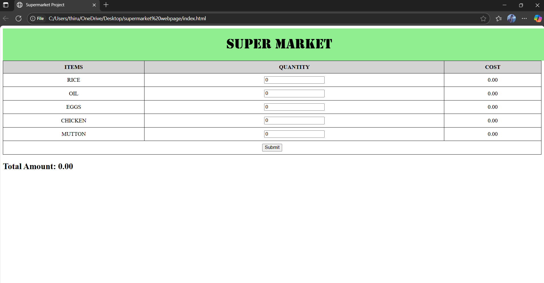SuperMarket WebPage Design | Devpost