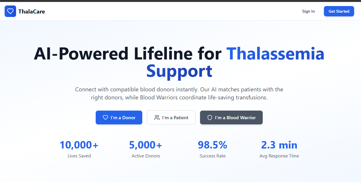 ThalaCare – An AI-Powered Lifeline for Thalassemia Support | Devpost