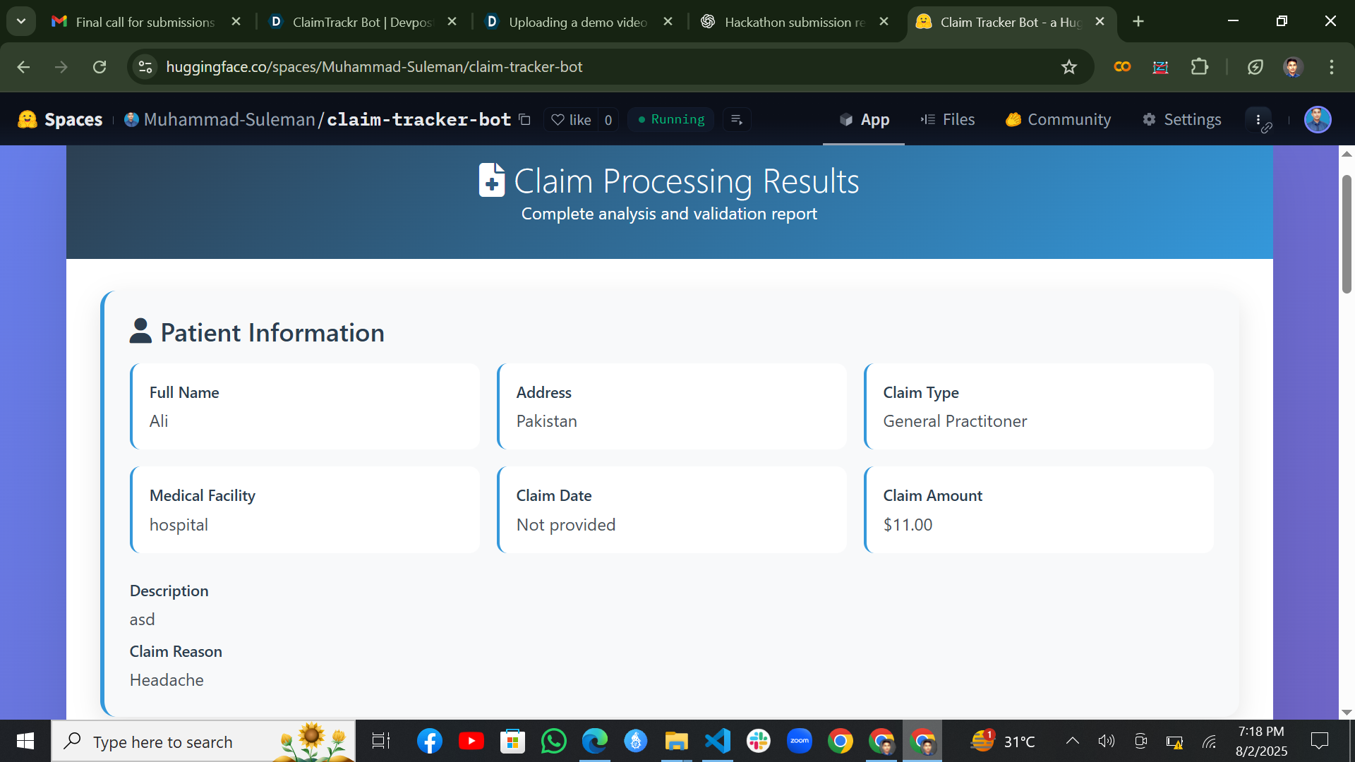 Secure Claim Tracker Bot | Devpost