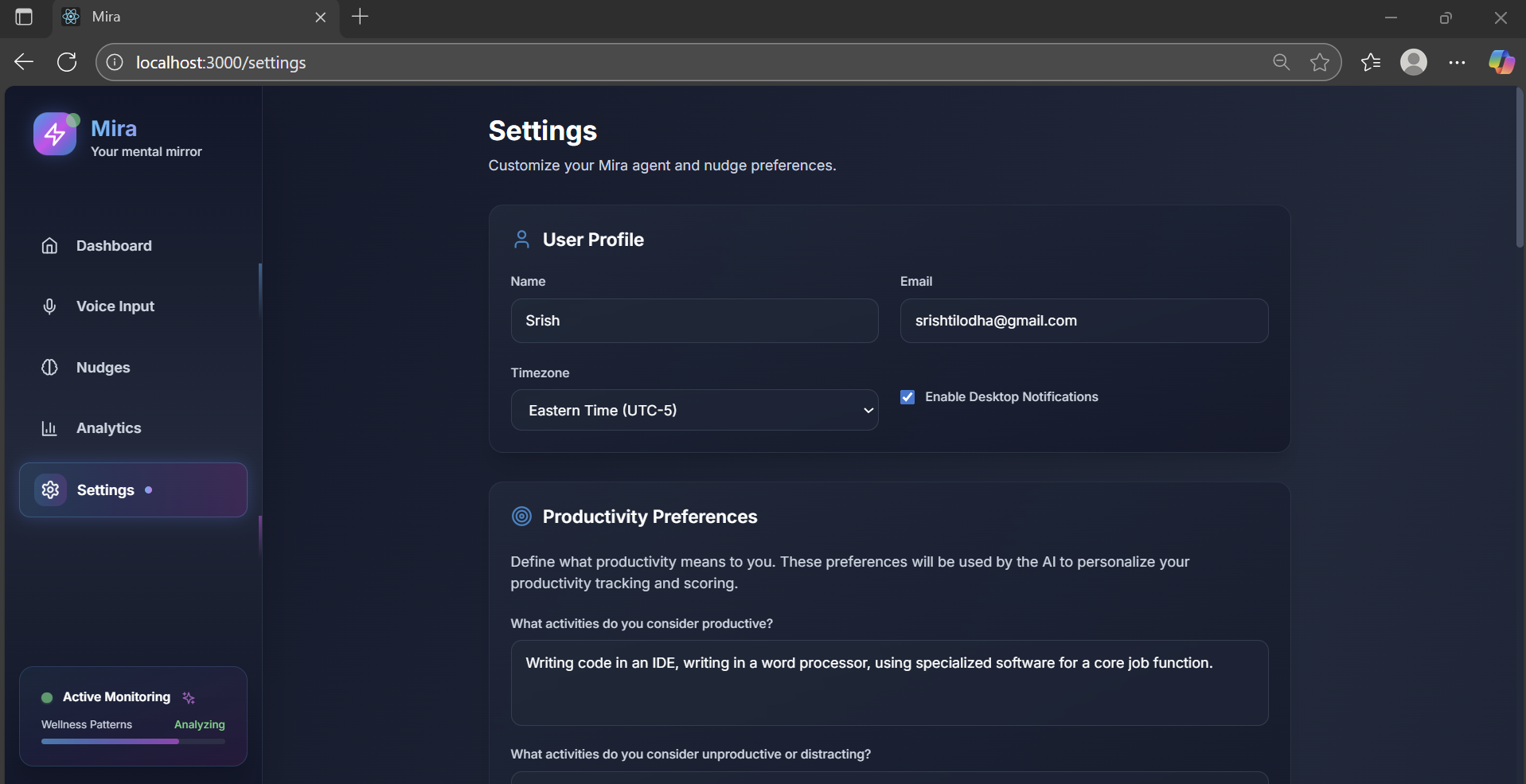 Mira - Your Mental Mirror | Devpost