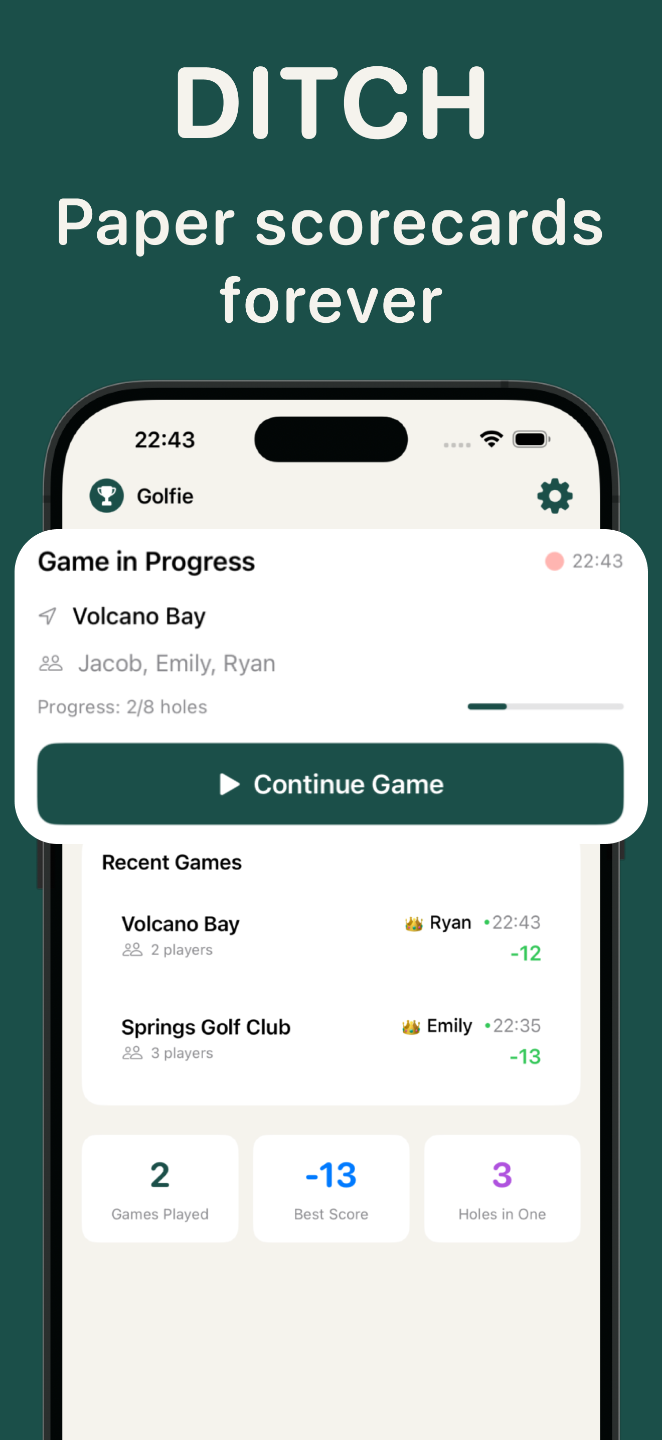 Mini-Golf Score Card - Golfie | Devpost