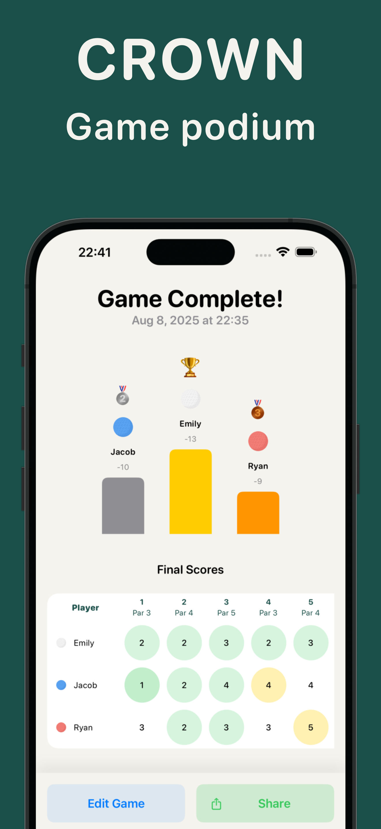 Mini-Golf Score Card - Golfie | Devpost
