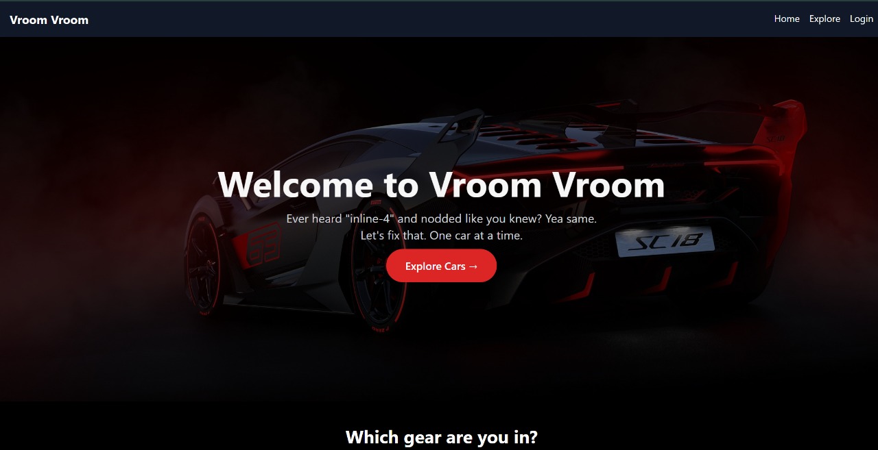 Vroom Vroom (Delve into more than just Learning about Cars) | Devpost