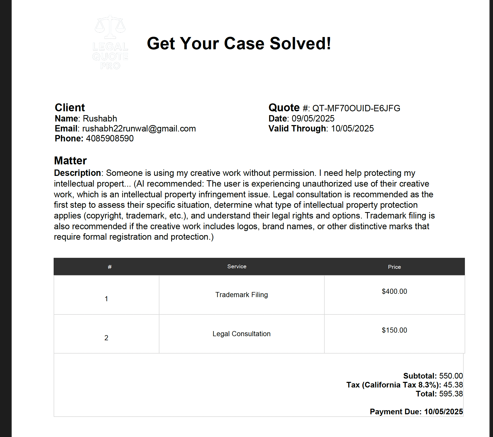 Legal Quote Pro | Devpost