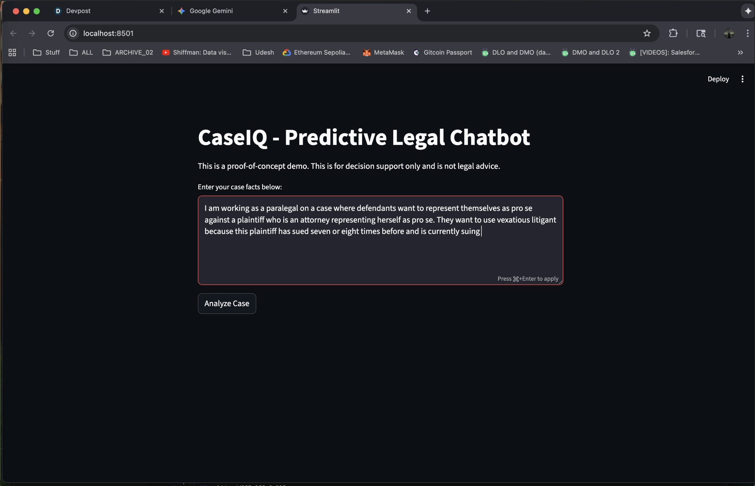 CaseIQ - Predictive Legal Chatbot | Devpost