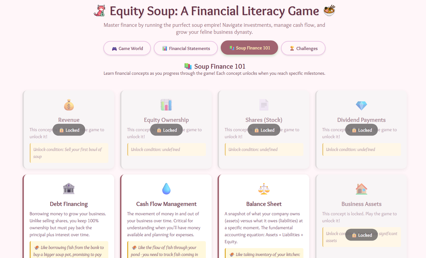 Equity Soup: A Financial Literacy Game | Devpost