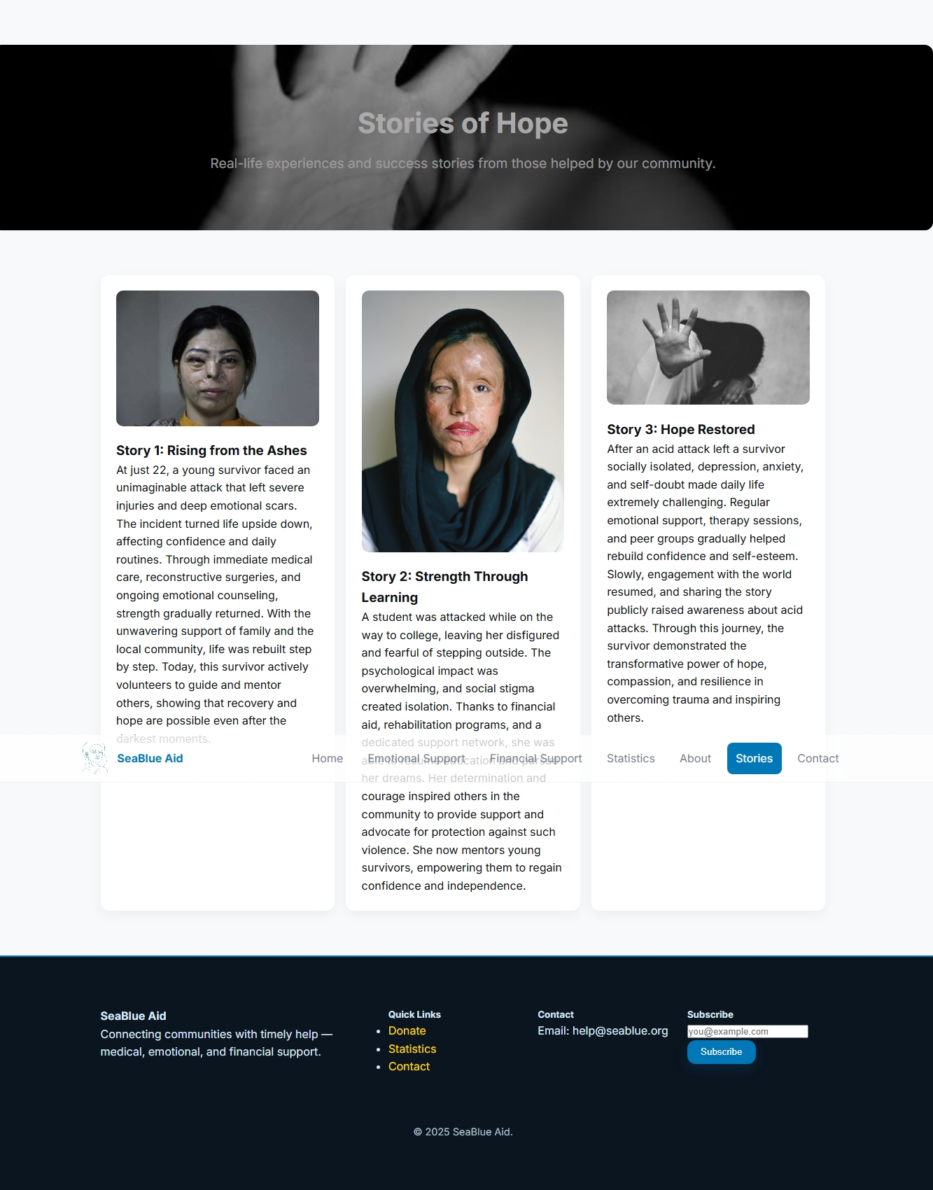 Sea Blue Aid – Acid Attack Survivors Support | Devpost