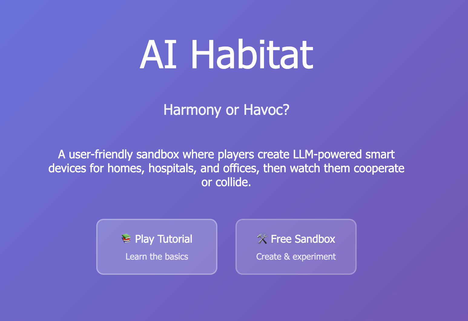 AI Habitat: Harmony or Havoc? | Devpost