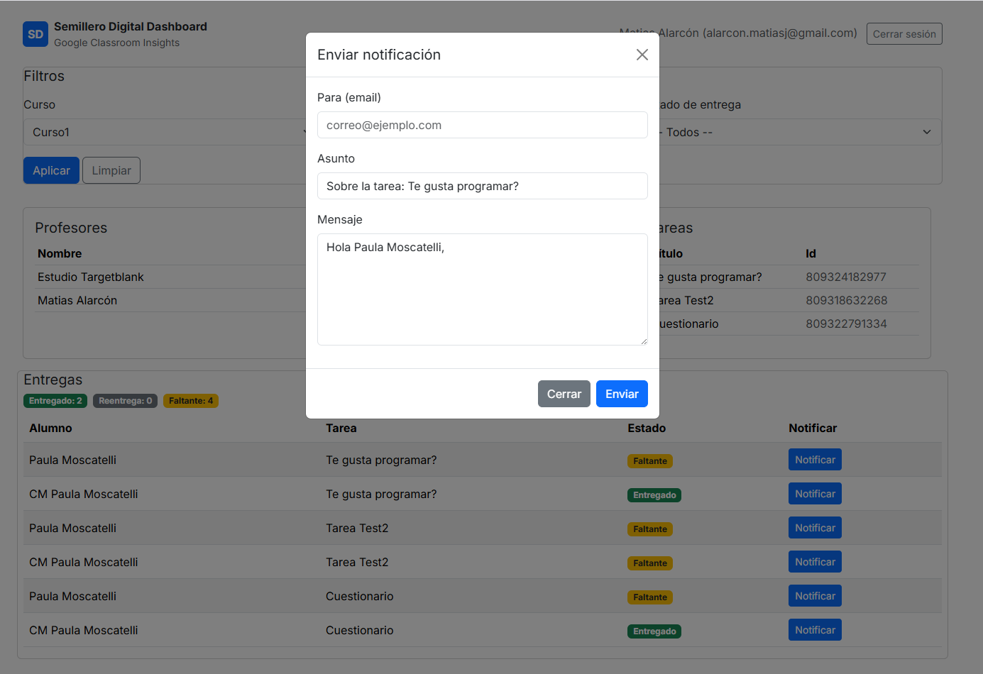 Semillero Digital Dashboard | Devpost