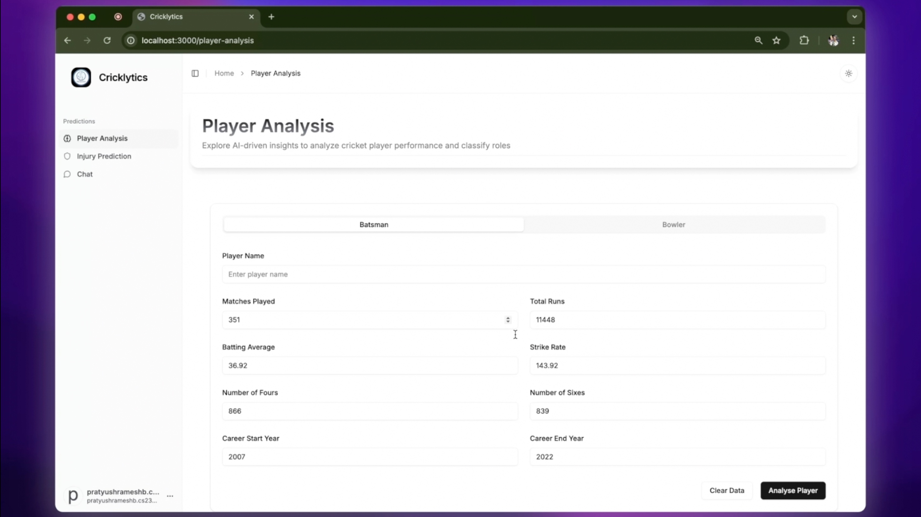 Cricklytics - AI Powered Cricket Analytics Platform | Devpost