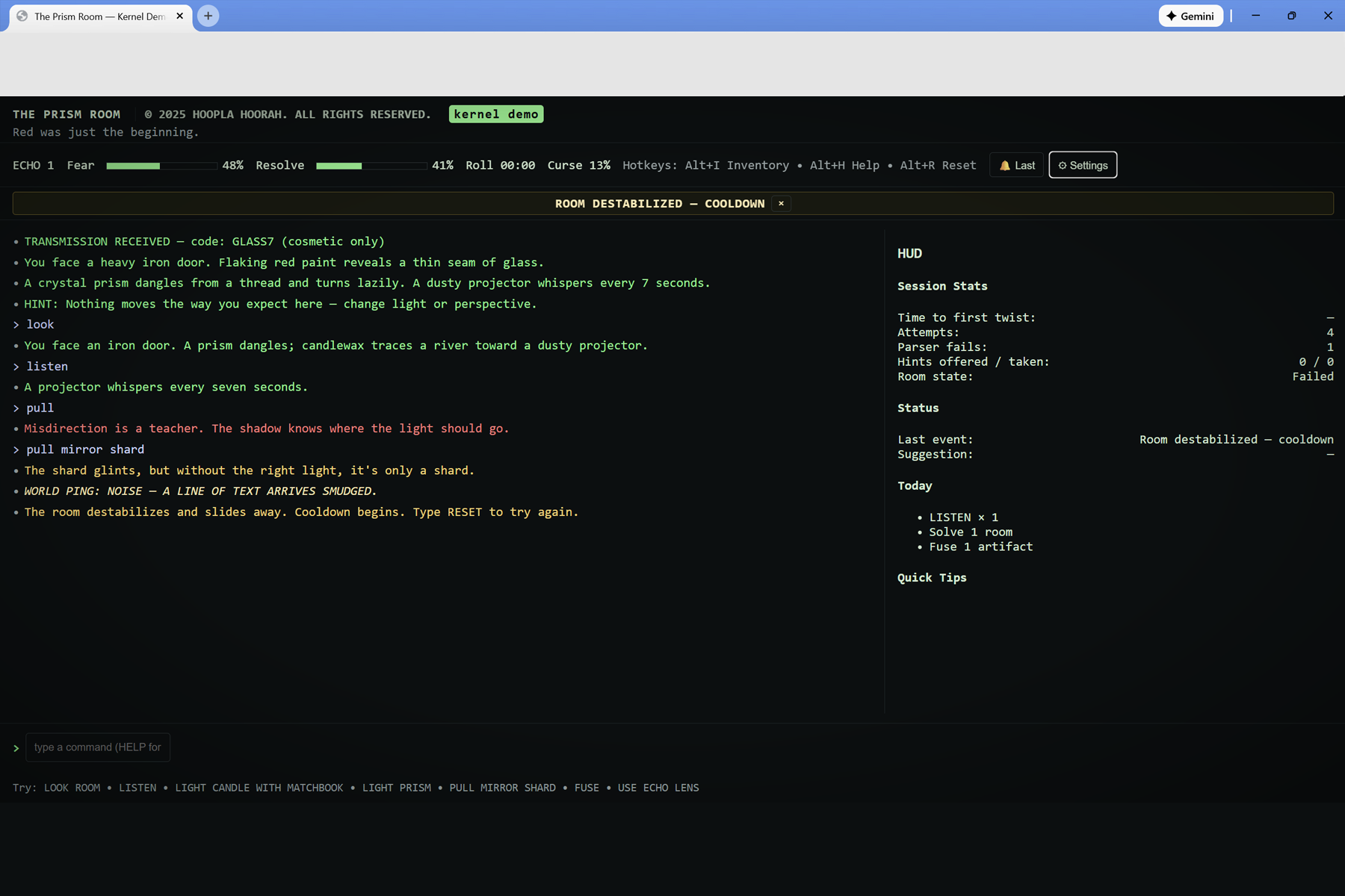The Prism Room — Kiroween Kernel (v1.3.9) | Devpost