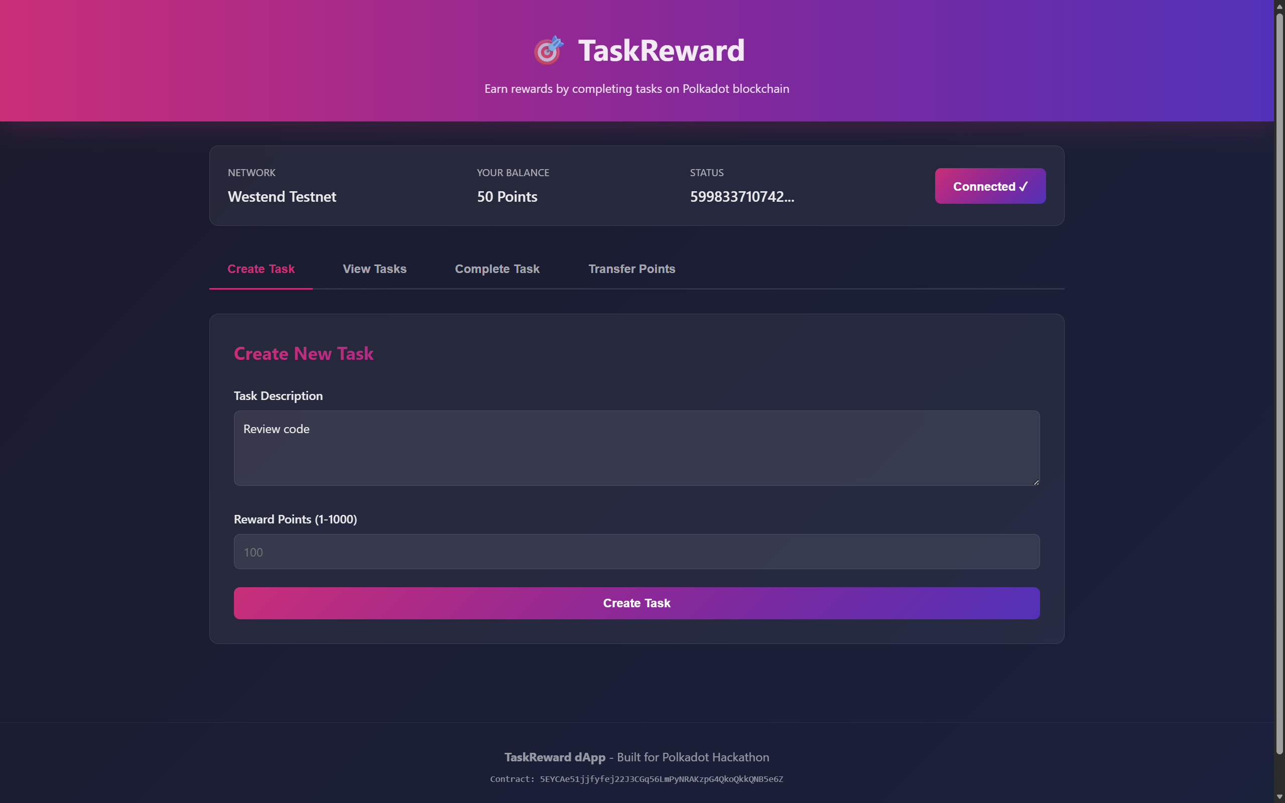 TaskReward - Decentralized Task Management on Polkadot | Devpost
