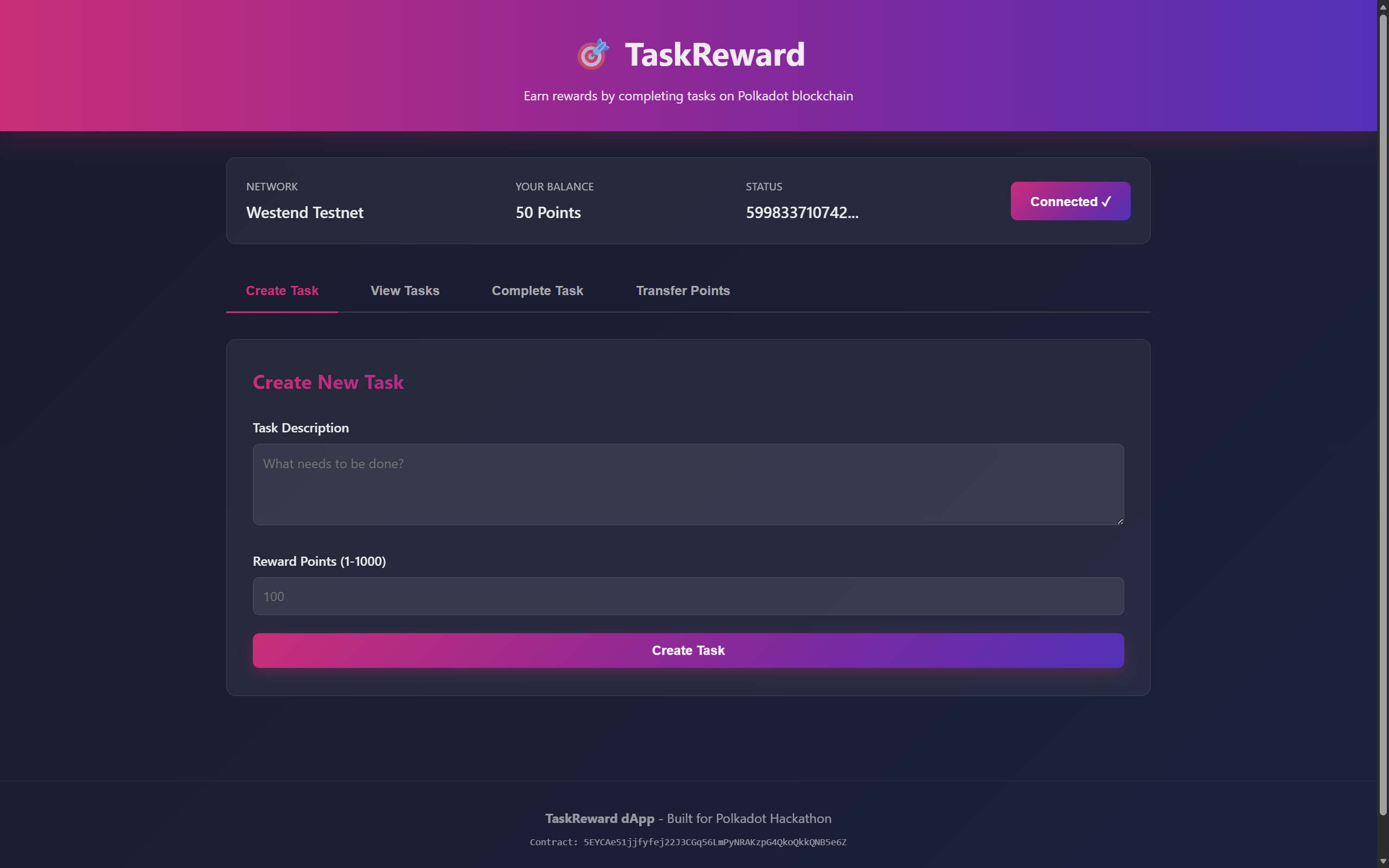 TaskReward - Decentralized Task Management on Polkadot | Devpost