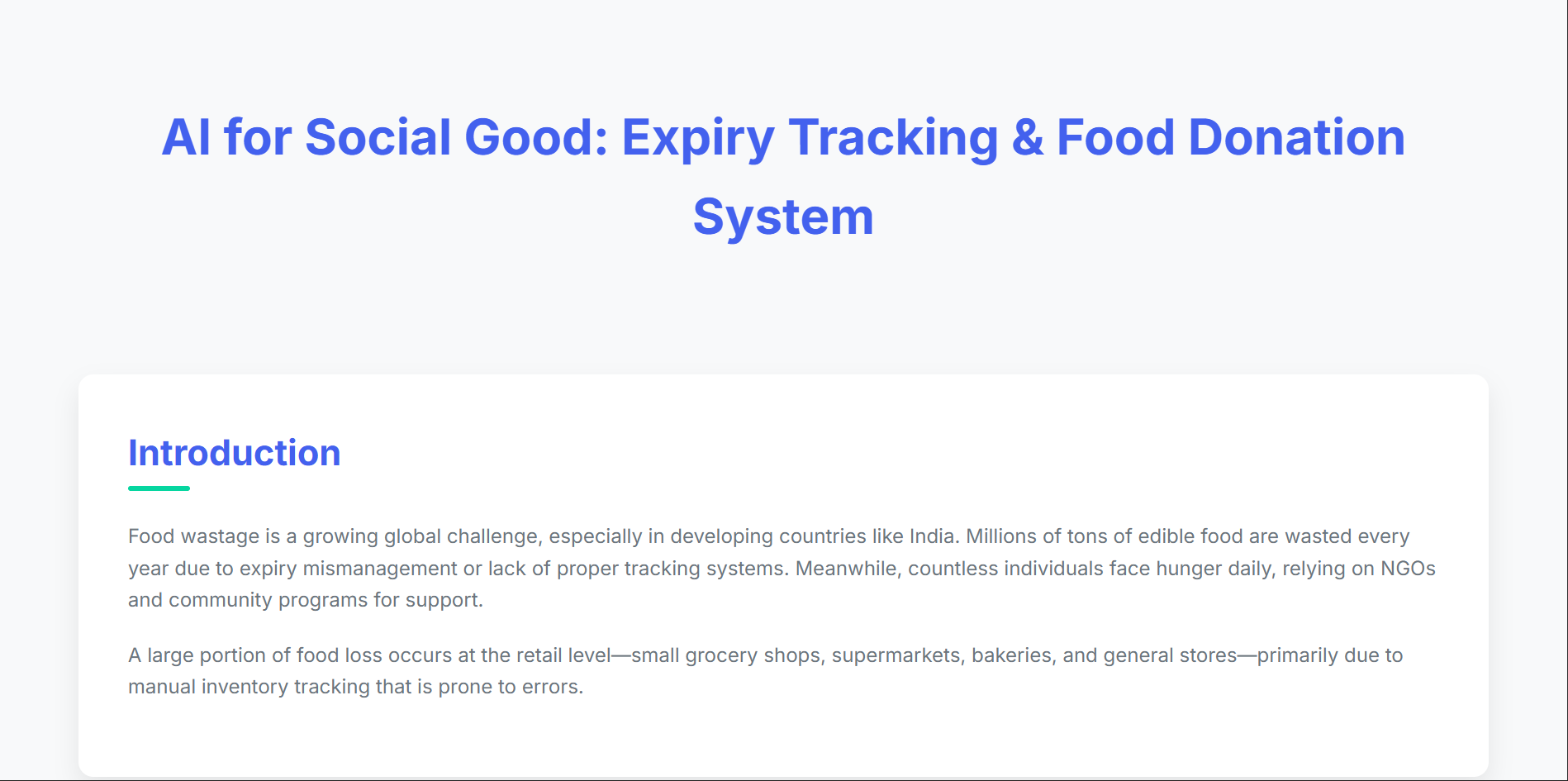 AI for Social Good: Expiry Tracking & Food Donation System | Devpost