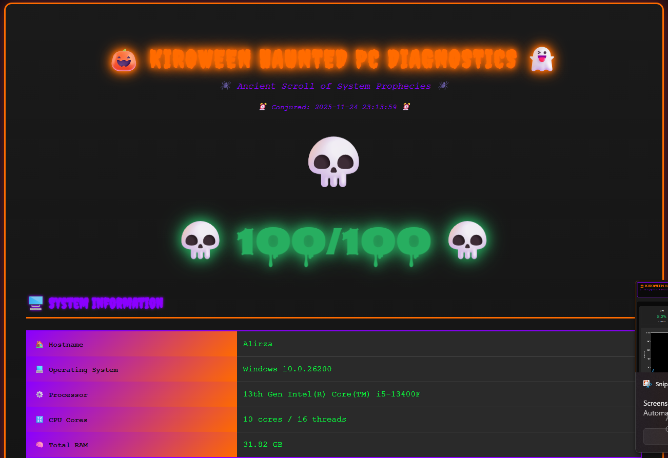 KIROWEEN HAUNTED PC DIAGNOSTICS | Devpost