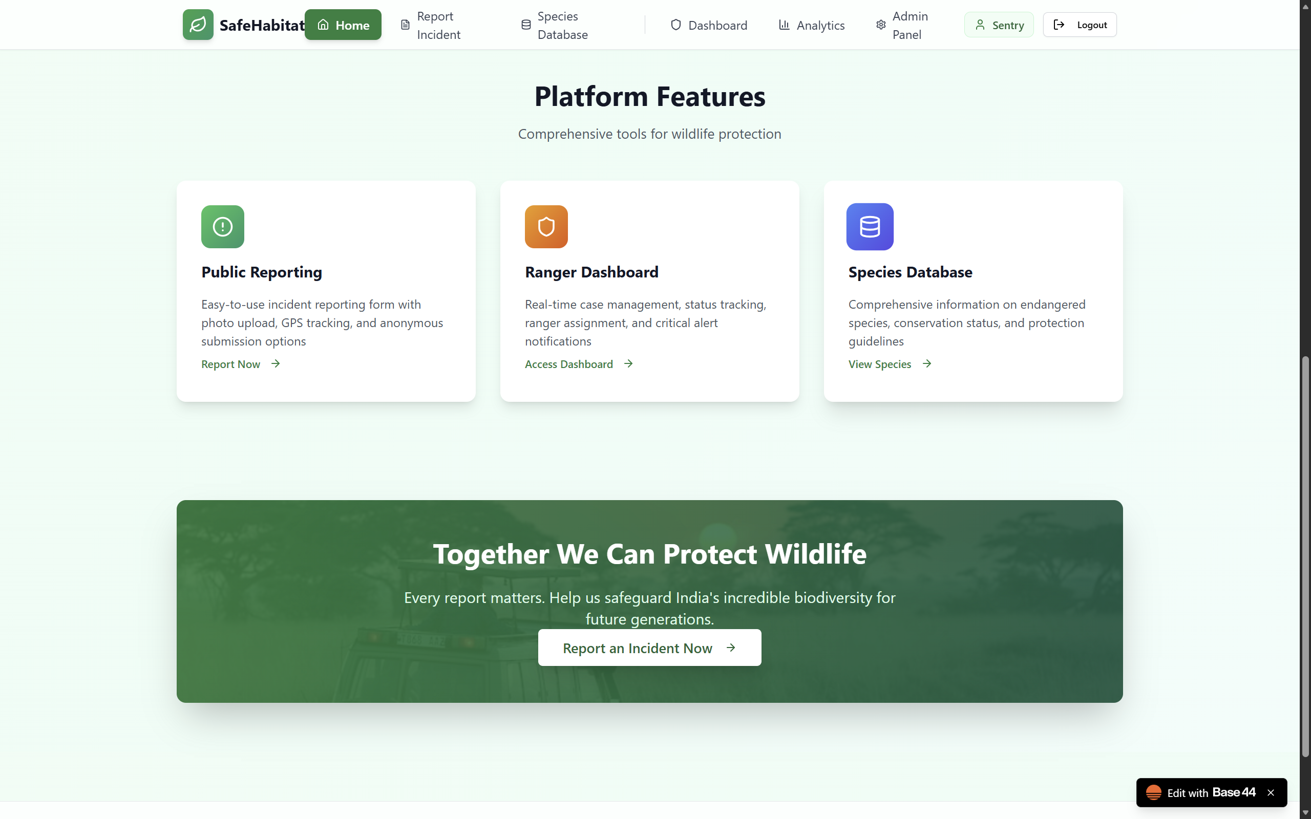 SafeHabitat – Community Wildlife Protection Network | Devpost