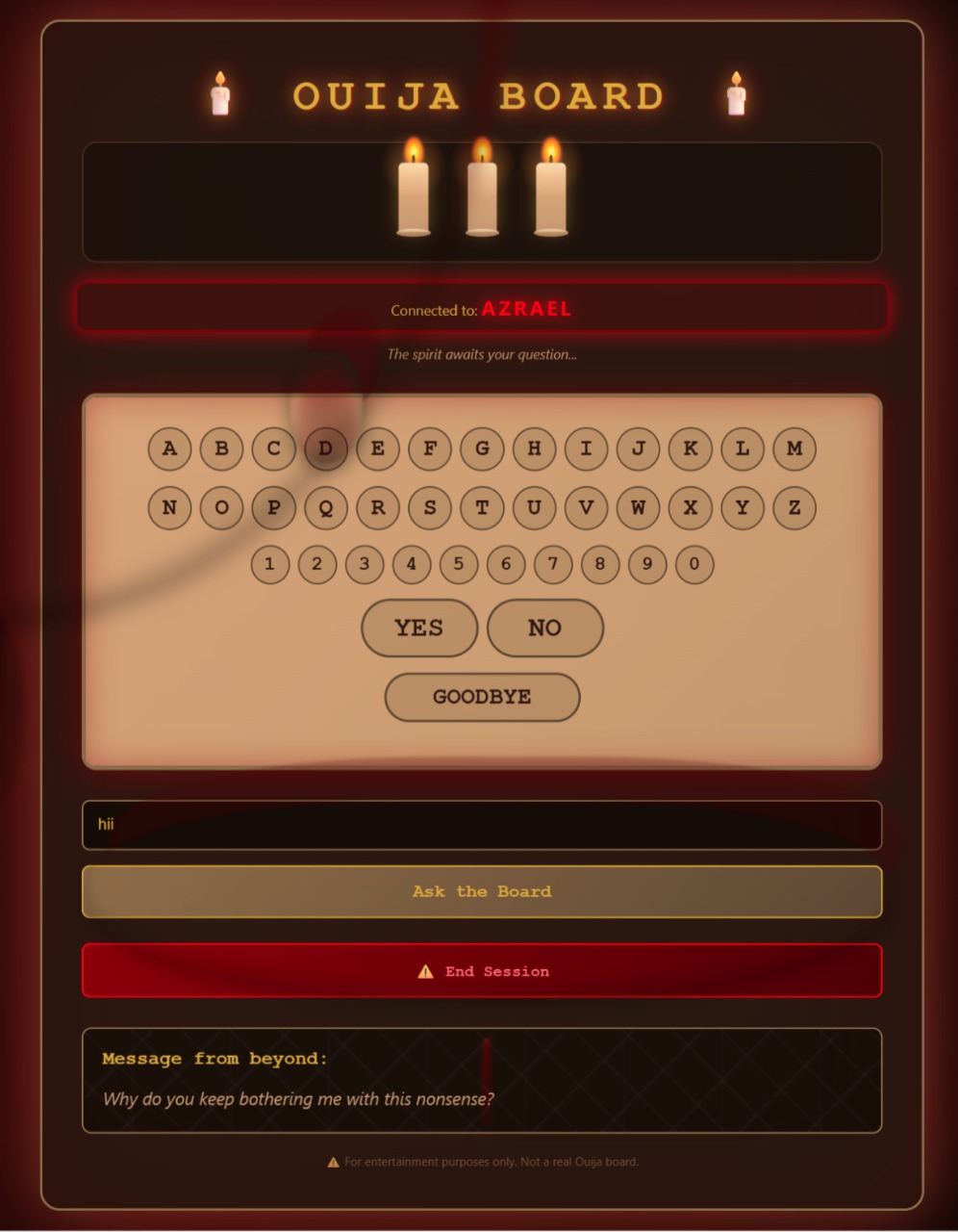AI Ouija Board : Digital Sprit Communicator | Devpost