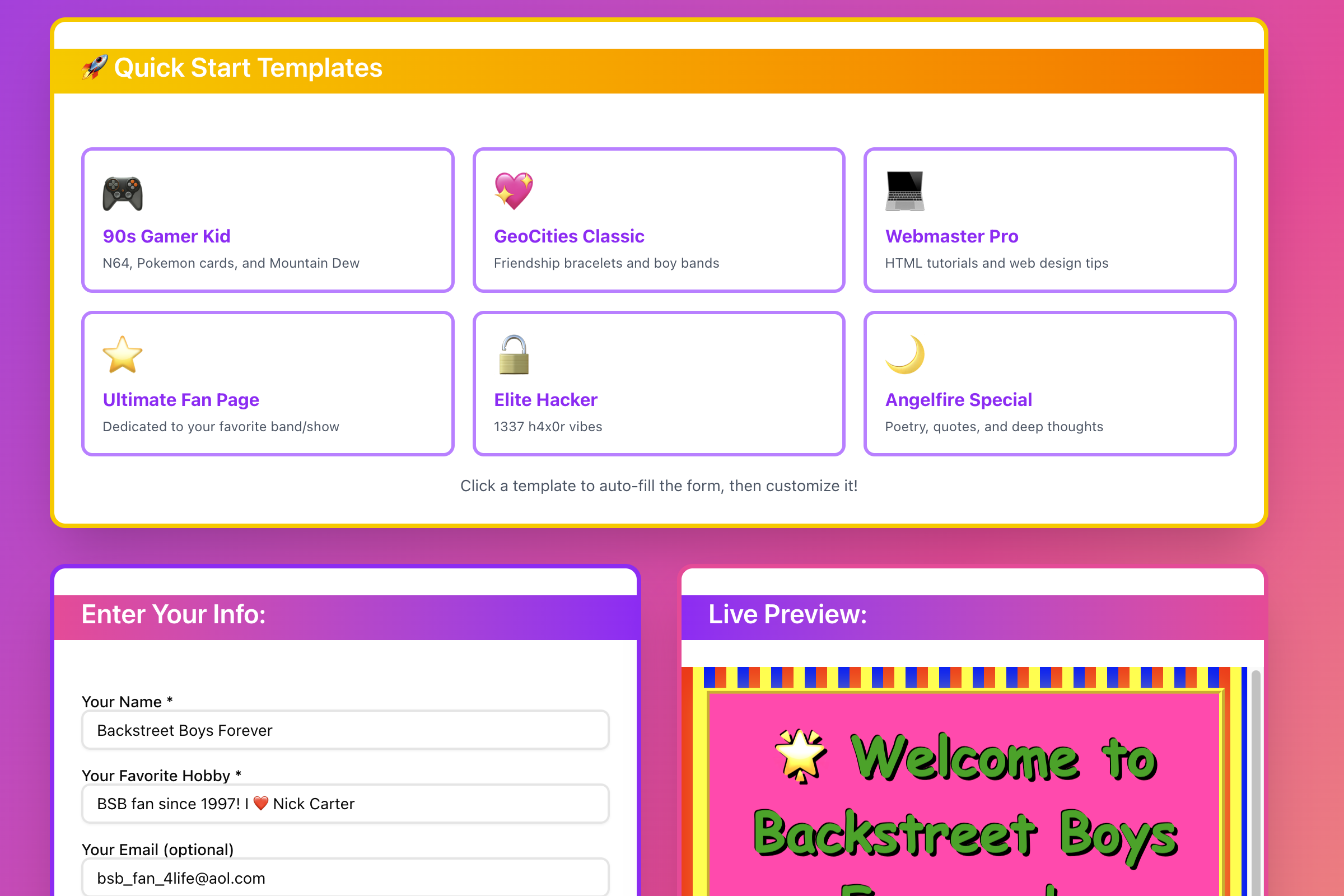 90s Website Generator | Devpost