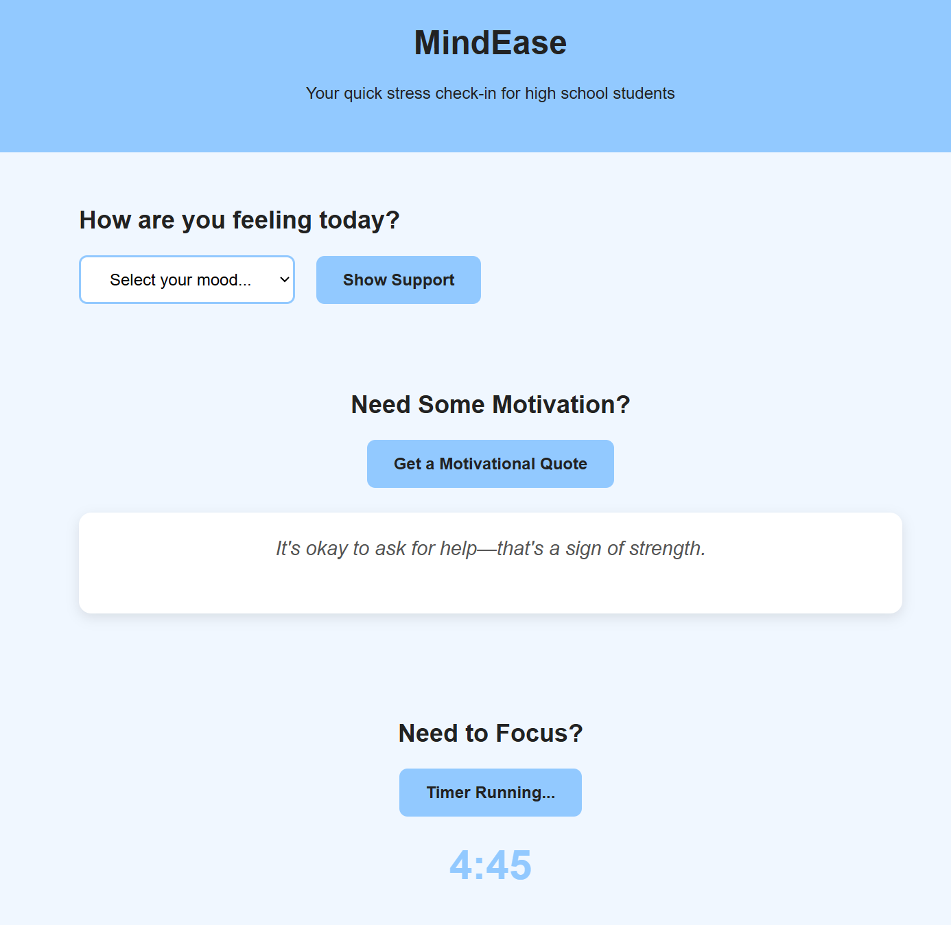 MindEase - Stress Support for High School Students | Devpost