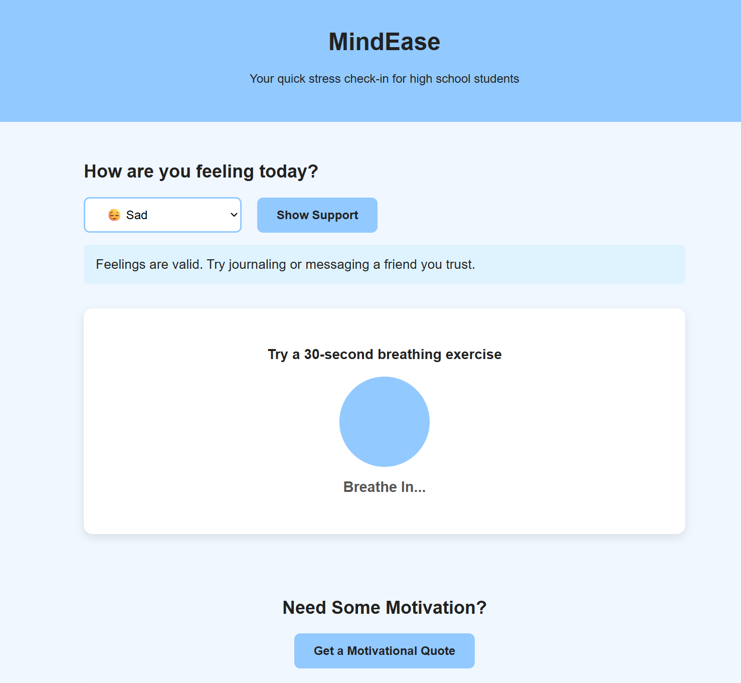 MindEase - Stress Support for High School Students | Devpost