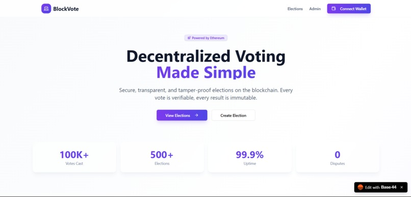 Block Vote – Decentralized Voting System | Devpost