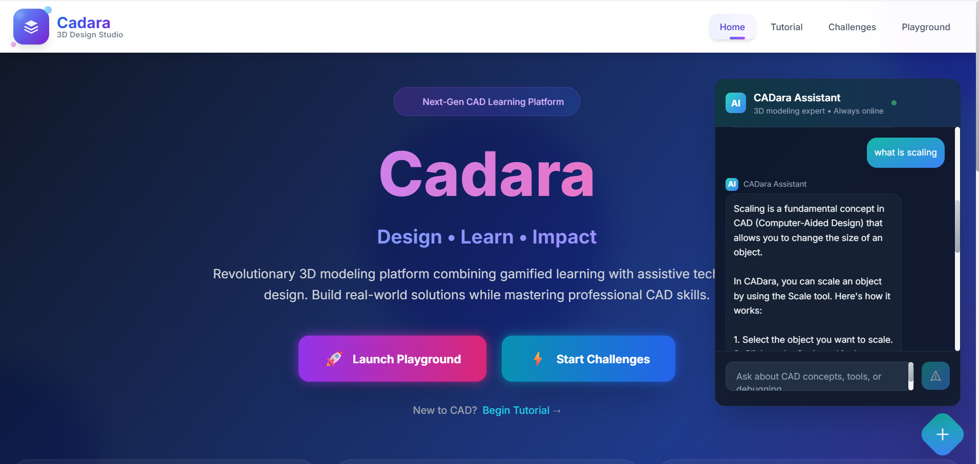 Cadara – AI Powered 3D Design Learning Platform | Devpost