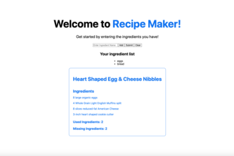 Ingredient Based Recipe Maker | Devpost