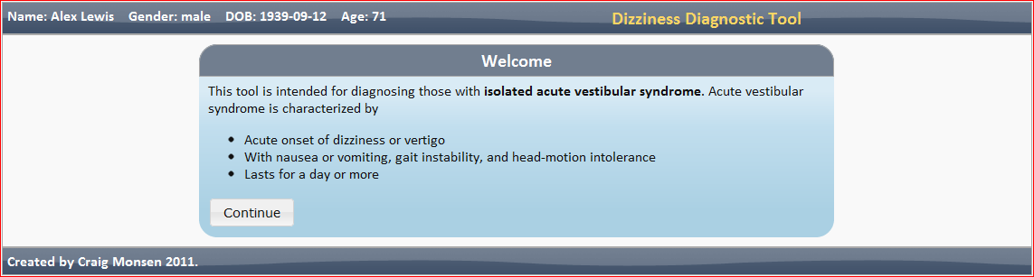 Dizziness Diagnostic Tool | SMART Apps for Health