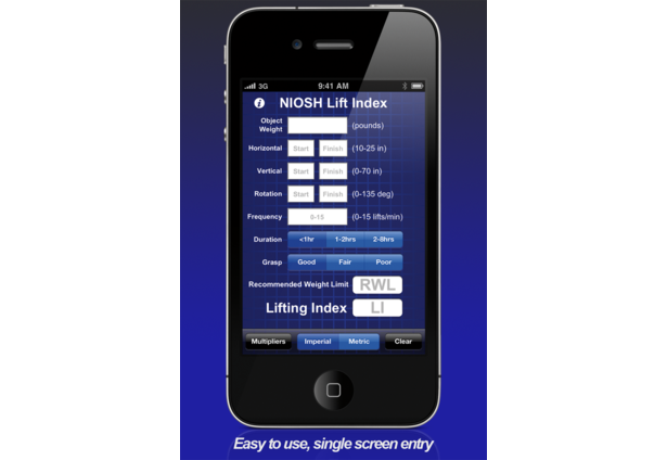 NIOSH Lift Index App | DOL Worker Safety and Health App Challenge